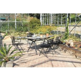 Acamp Gartensessel-Set 6-tlg. stapelbar Alpha Rope Aluminium