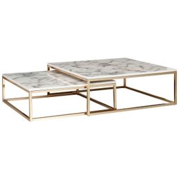 Couchtisch Marmoroptik ca. 75x75x27 cm Gestell Gold