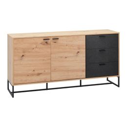 Sideboard Fosca Eichefarben/Schwarz MDF