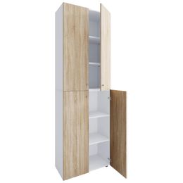 Schuhschrank LONA Wei&szlig;/ Sonoma Eiche ca. 70x220x40 cm