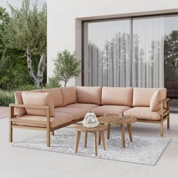 Loungegarnitur Livia Rosa Outdoorstoff/Holz