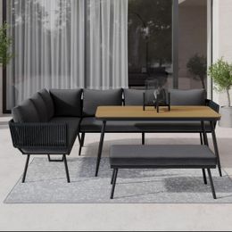 Dining-Loungeset Camea Dunkelg Outdoorstof/Metall/Polywood