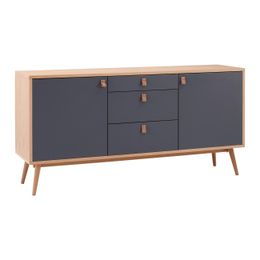 Sideboard Lena Grau/ Eichefarben Echtholz