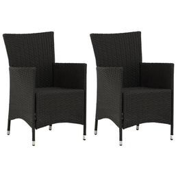 Gartensessel 2er-Set Knick ca. 60x88x60 cm Schwarz