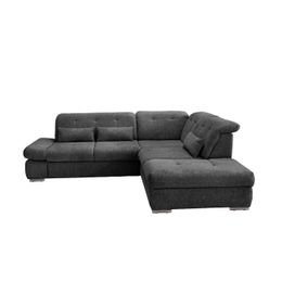 Ecksofa Dalida Anthrazit Chenille m. Bettkasten