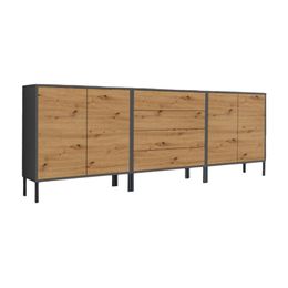 Sideboard Mailand Set 5 Anthrazit/Eiche