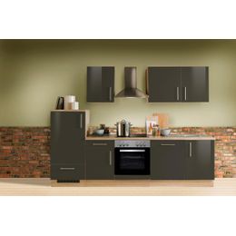Menke K&uuml;chenblock Premium Dunkelbraun/Eiche ca. 280 cm