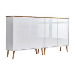 Sideboard Mailand Set 2 Wei&szlig;/Eiche