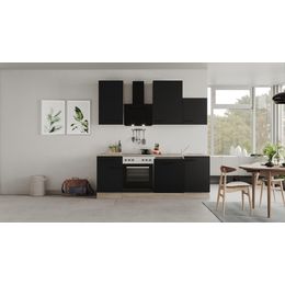 K&uuml;chenblock Capri Schwarz/Eichefarben