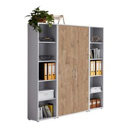 Aktenschrank Office Edition Sw Set 3 Grau/Eichefarben