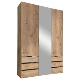 Dreht&uuml;renschrank Level 36A mit Spiegel ca. 150 cm Eiche Dekor