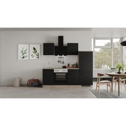 K&uuml;chenblock Capri Schwarz/Eichefarben