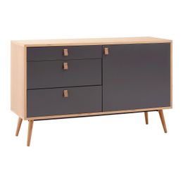 Sideboard Lena Grau/Natur Echtholz