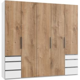 Dreht&uuml;renschrank mit Laden B: 250 cm Level, Wei&szlig;/Eiche Dekor