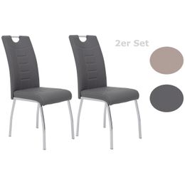 Stuhl-Set Andrea S Grau Lederlook