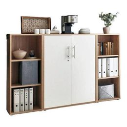 Aktenschrank Office Edition Sw Set 2 niedrig Wei&szlig;/Eiche