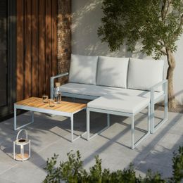Loungegarnitur Ariella Hellgrau Outdoorstoff/Metall