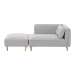Sofa Fanny Hellgrau Leinenoptik mit Hocker