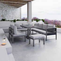 Dining-Loungeset Pergolina Grau Metall/Outdoorstoff