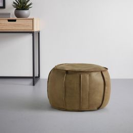 Hocker Falun II Gr&uuml;n in Lederlook ⌀ ca. 60cm