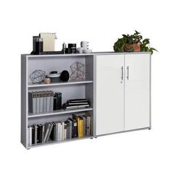 Aktenschrank Office Edition Sw Set 1 niedrig Grau/Wei&szlig;