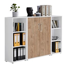 Aktenschrank Office Edition Sw Set 2 Wei&szlig;/Eichefarben