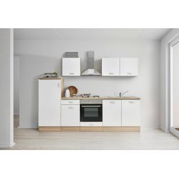 respekta K&uuml;chenblock Economy mit Ger&auml;te Wei&szlig;/Eiche ca. B: 270 cm