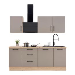 K&uuml;chenblock LINZ 220cm in Cubanit grau, ohne Ger&auml;te
