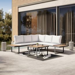 Loungegarnitur Elia Outdoorstoff/Metall/Holz