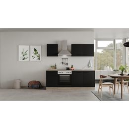 K&uuml;chenblock Capri Schwarz/Eichefarben
