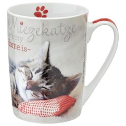 Kaffeebecher Miezekatze Weiss mit Aufdruck
