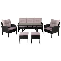 Dining-Loungeset Knock 6-tlg. Grau/Schwarz