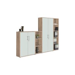 Aktenschrank Office Edition Sw Set 4 Wei&szlig;/Sonoma Eiche