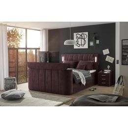 Boxspringbett Dallas m. LED ca. 180x200 cm Aubergine