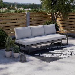 Gartenliege Loan Grau Holz Metall/Outdoorstoff +Tisch
