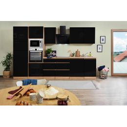 respekta K&uuml;chenblock Lorena mit Ger&auml;ten ca. 345 cm Schwarz Hochglanz