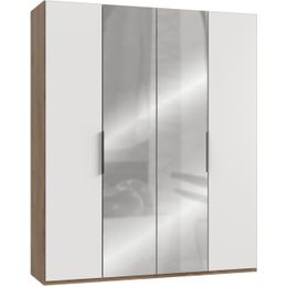 Dreht&uuml;renschrank Level 36A mit Spiegel ca. 200 cm Wei&szlig;/Eiche