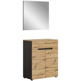 Garderobe Canu 2-teilig ca. 80x190x37cm Eiche Dekor,Grau