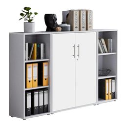 Aktenschrank Office Edition Sw Set 2 niedrig Grau/Wei&szlig;
