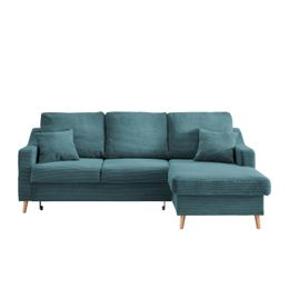 Ecksofa Valentina Cord ca. 228x150 cm Petrol