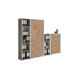 Aktenschrank Office Edition Sw Set 22 Grau/Eichefarben