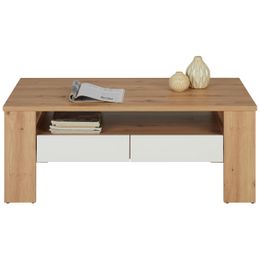 Couchtisch in Wei&szlig;/Eichefarben