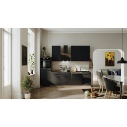 K&uuml;chenblock Capri Schwarz/Eichefarben