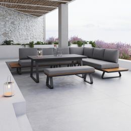 Dining-Loungeset Emmy Dunkelgr Metall/Outdoorstoff