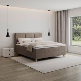 Boxbett Monza Braun ca. 180x200 cm mit Topper
