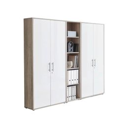 Aktenschrank Office Edition Sw Set 10 Wei&szlig;/Sonoma Eiche
