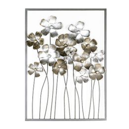 Metallbild Fleurs Braun/Creme ca. 58x80cm