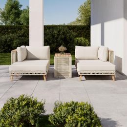 Loungegarnitur Marilou Creme Outdoorstoff/Kunststoff/Holz