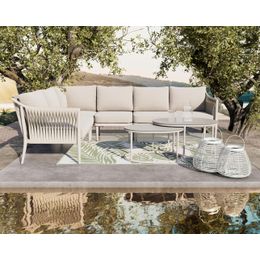 Loungegarnitur Alvina Outdoorstoff/Metall +Abdeckung