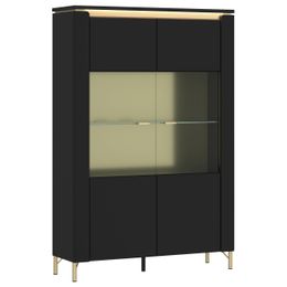 Vitrine Norica Schwarz/Goldfarben B: 110,4 cm